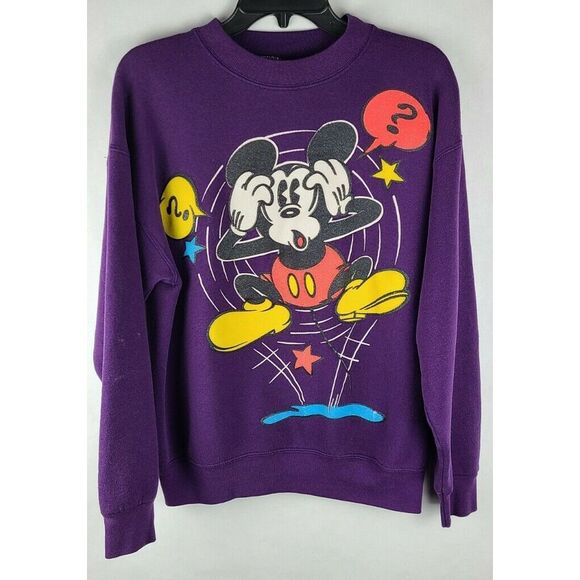 Shirts & Tops | Vintage Mickey Mouse Crew Neck Sweater Worried Confused ...